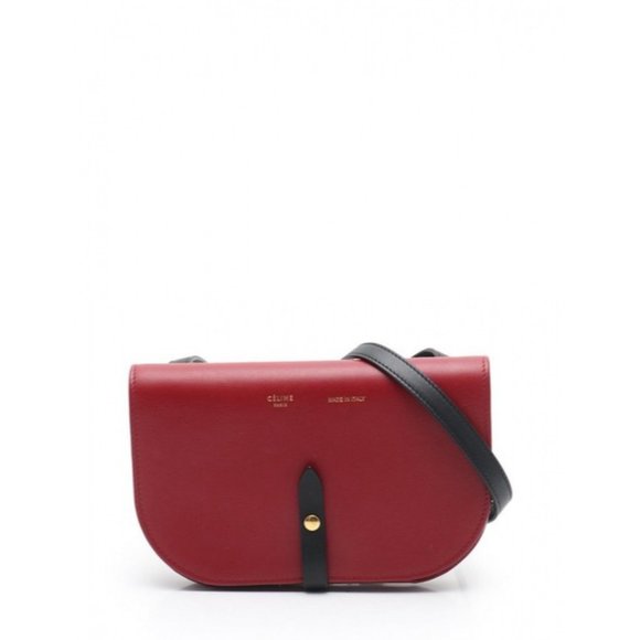 Celine | Bags | Celine Folded Strap Clutch Red Calfskin Leather ...